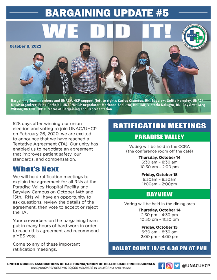 Paradise Valley Wins Tentative First Contract – UNAC/UHCP